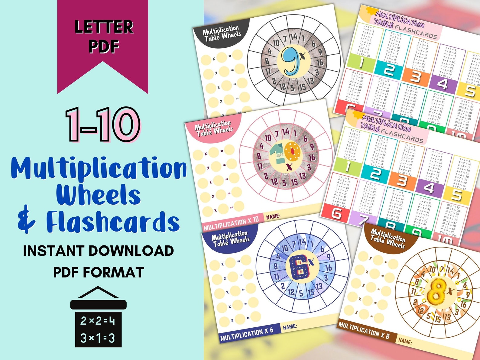 1-10 Times Table Wheels Multiplication Flashcards - Etsy