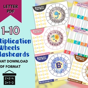 1-10 Times Table Wheels, Multiplication Flashcards, Multiplication ...