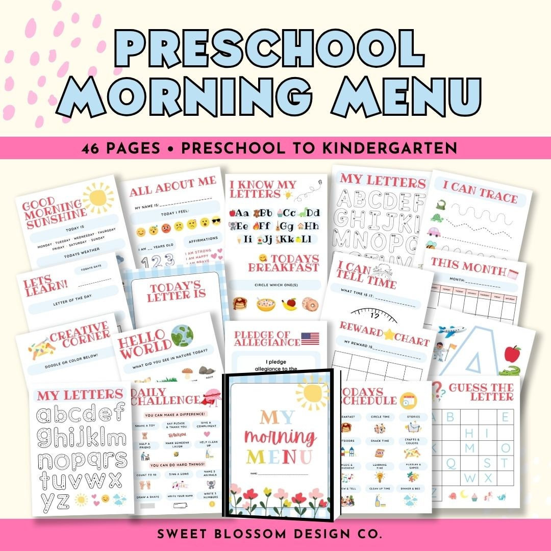 Preschool Morning Menu Printable, Homeschool Preschool, Preschool ...