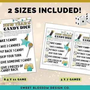 New Year's Candy Dice Game, Printable Games for Kids, New Year's Eve ...