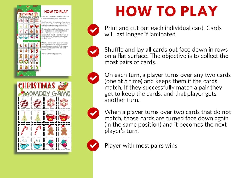 Christmas Memory Game, Printable Christmas Matching Game, Kids Memory ...