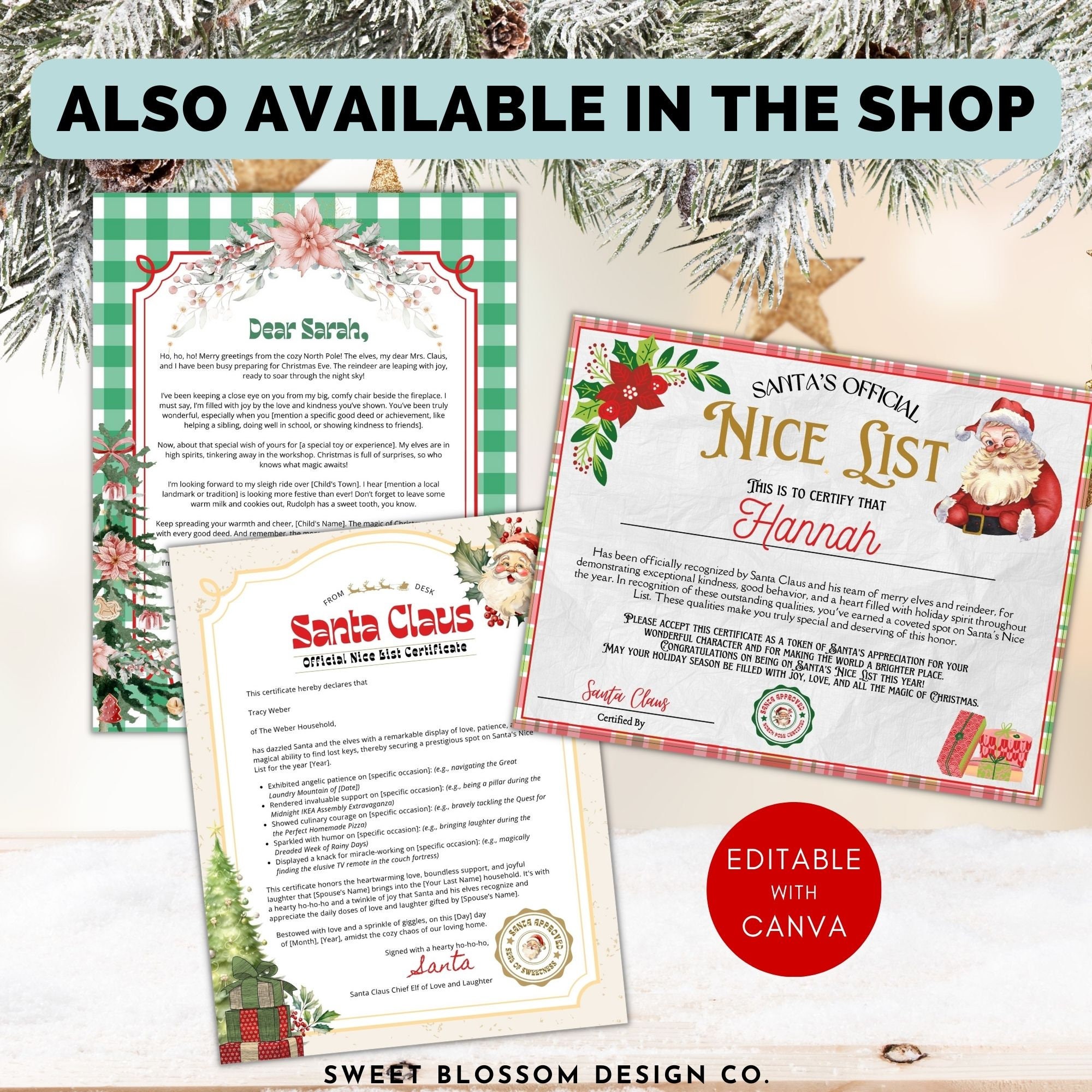 Editable Christmas Letter From Santa Claus Bundle, Nice List ...