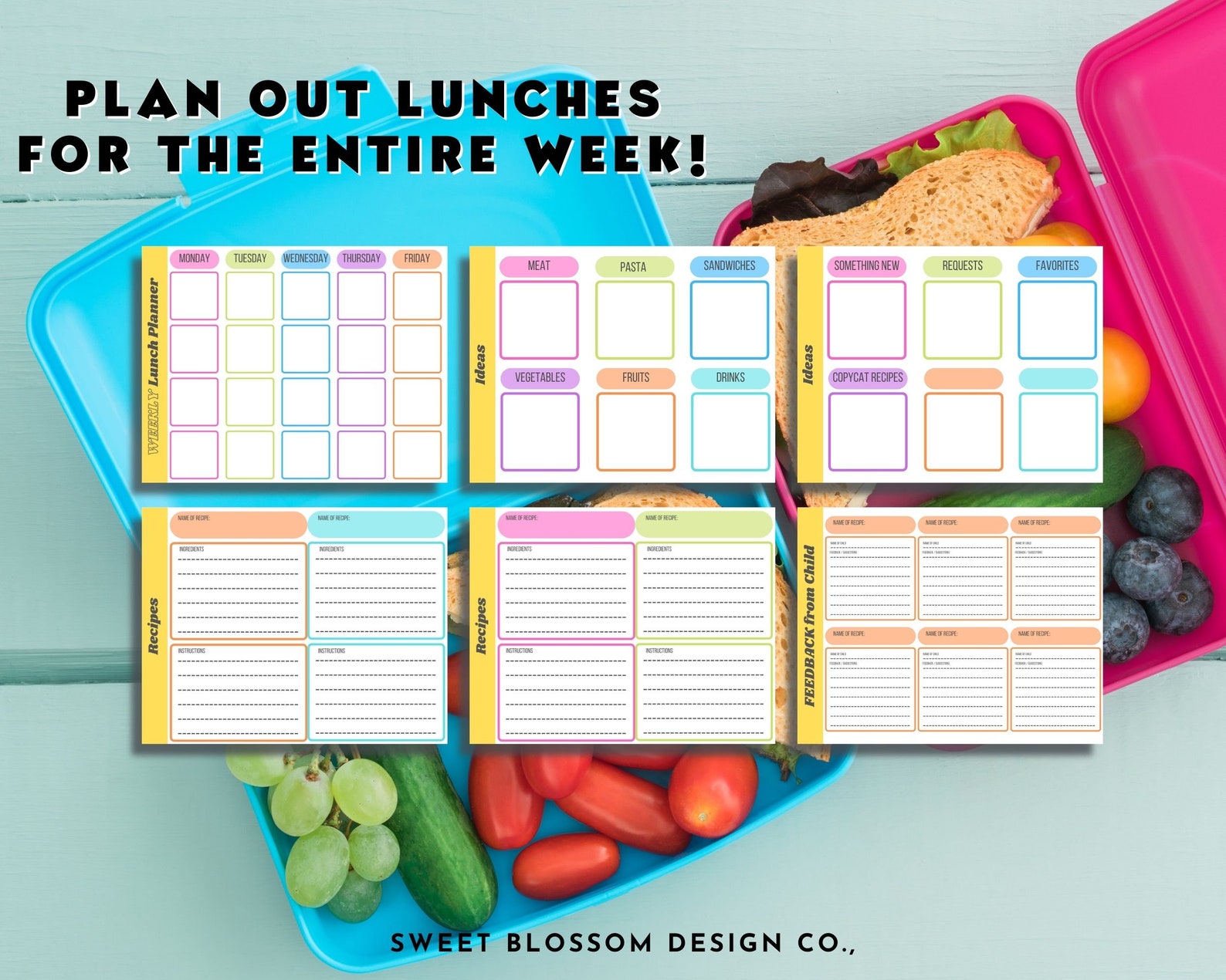 School Lunch Planner, Kids Meal Planner, Kids Lunch Planner, Printable ...