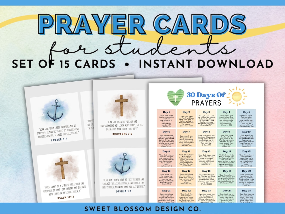 Prayer Cards for Students, Prayers for Kids, Daily Devotional for Kids ...
