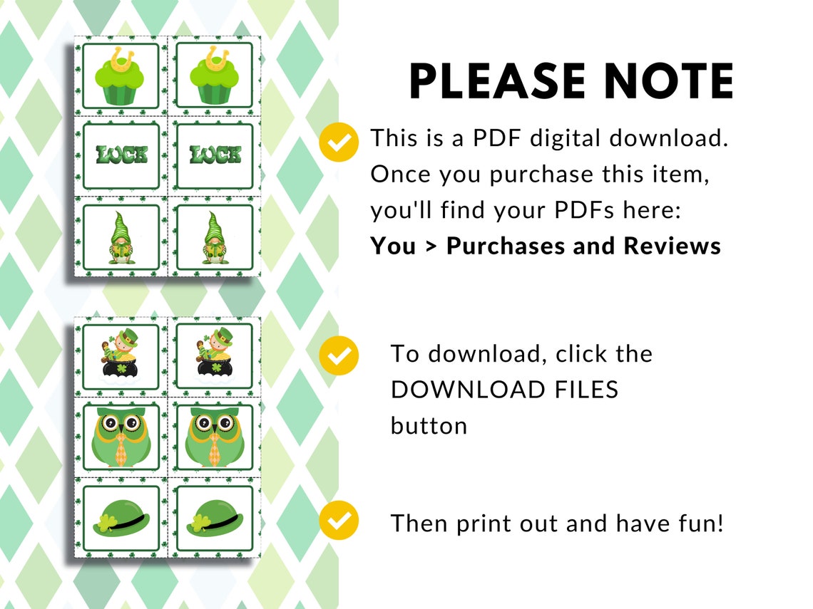 St Patrick's Day Matching Game, Printable Matching Game, Kids Memory ...