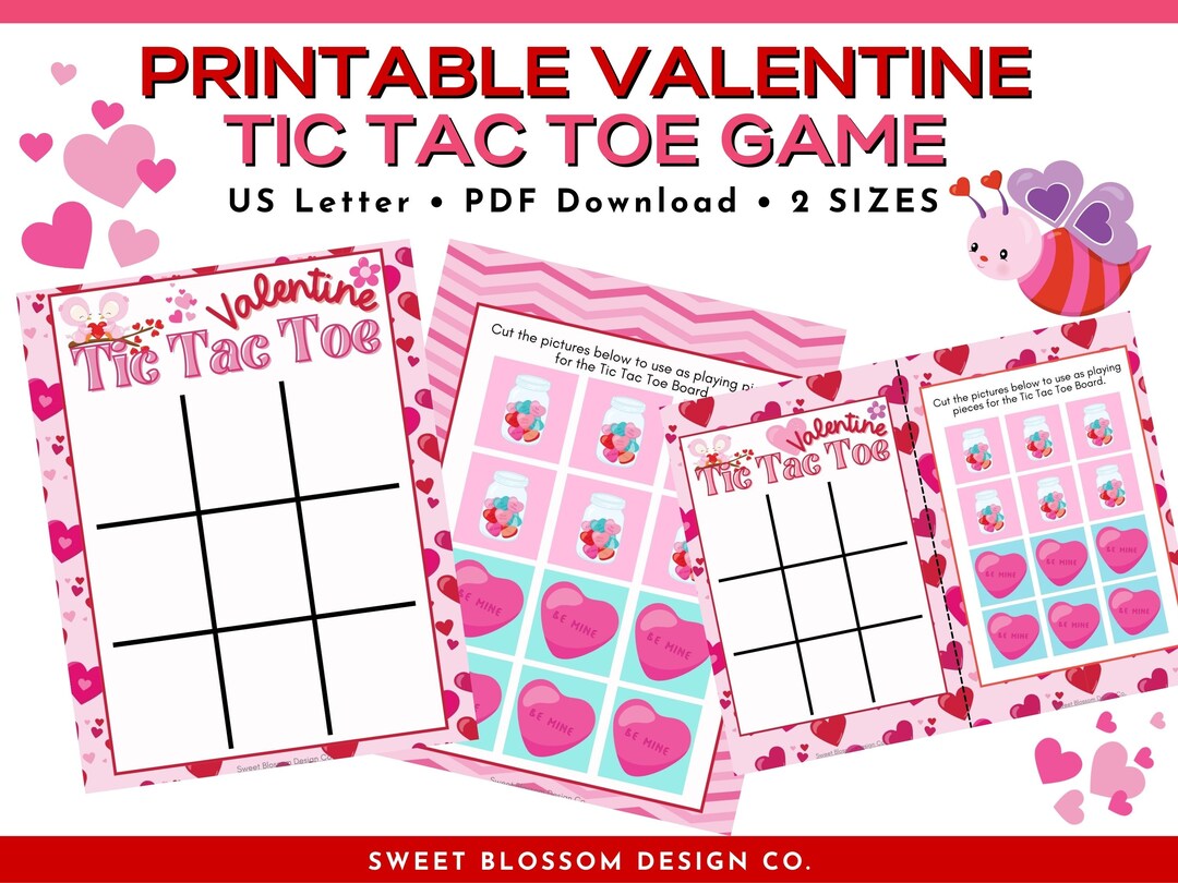 Printable Valentine Tic Tac Toe Game, Printable Games for Kids ...