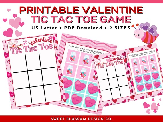 Printable Valentine Tic Tac Toe Game Printable Games for | Etsy