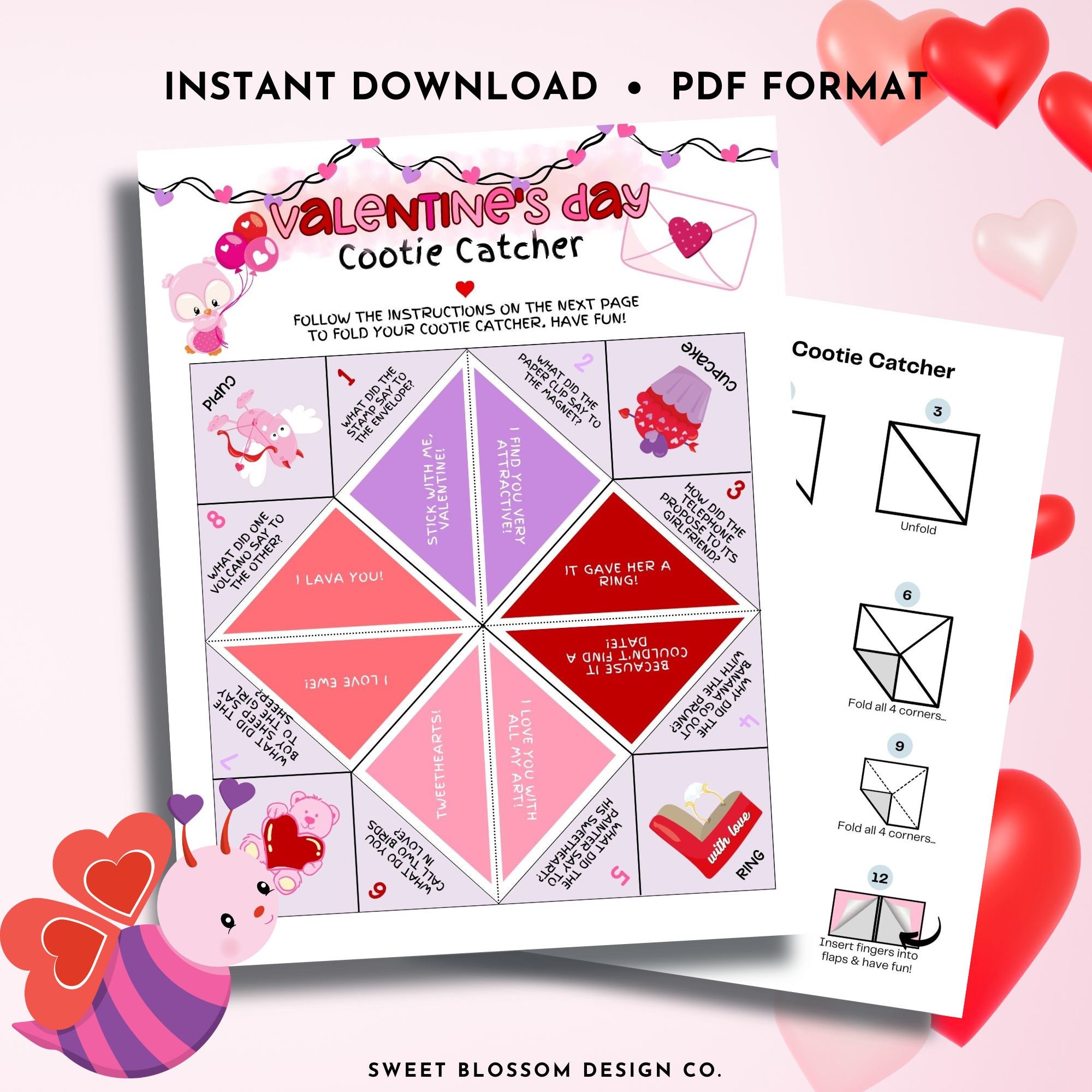 Valentine's Day Cootie Catcher, Cootie Catcher, Valentine's Day Joke ...