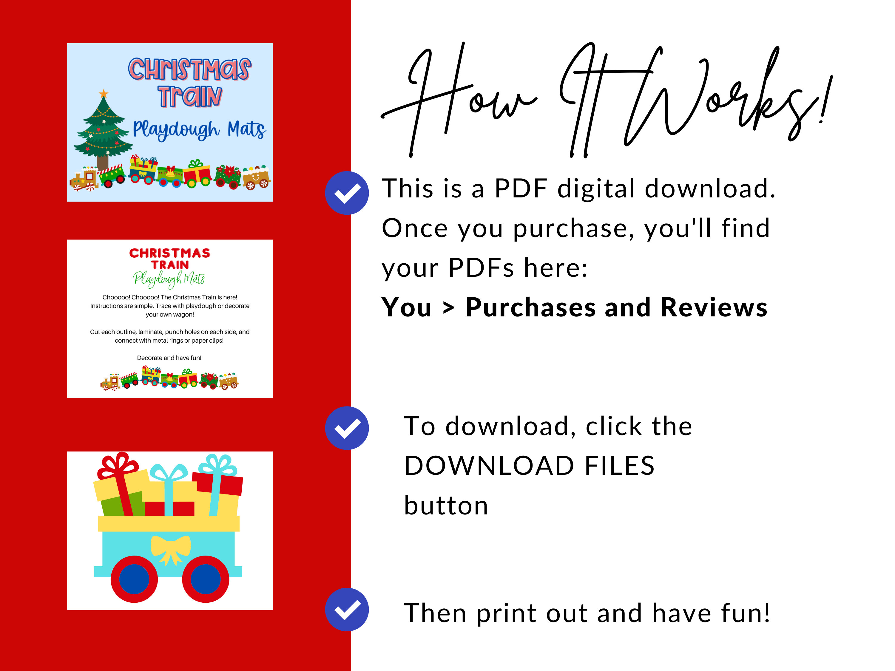 Christmas Train Printable Play Dough Mats, Christmas Activity, Play Doh ...