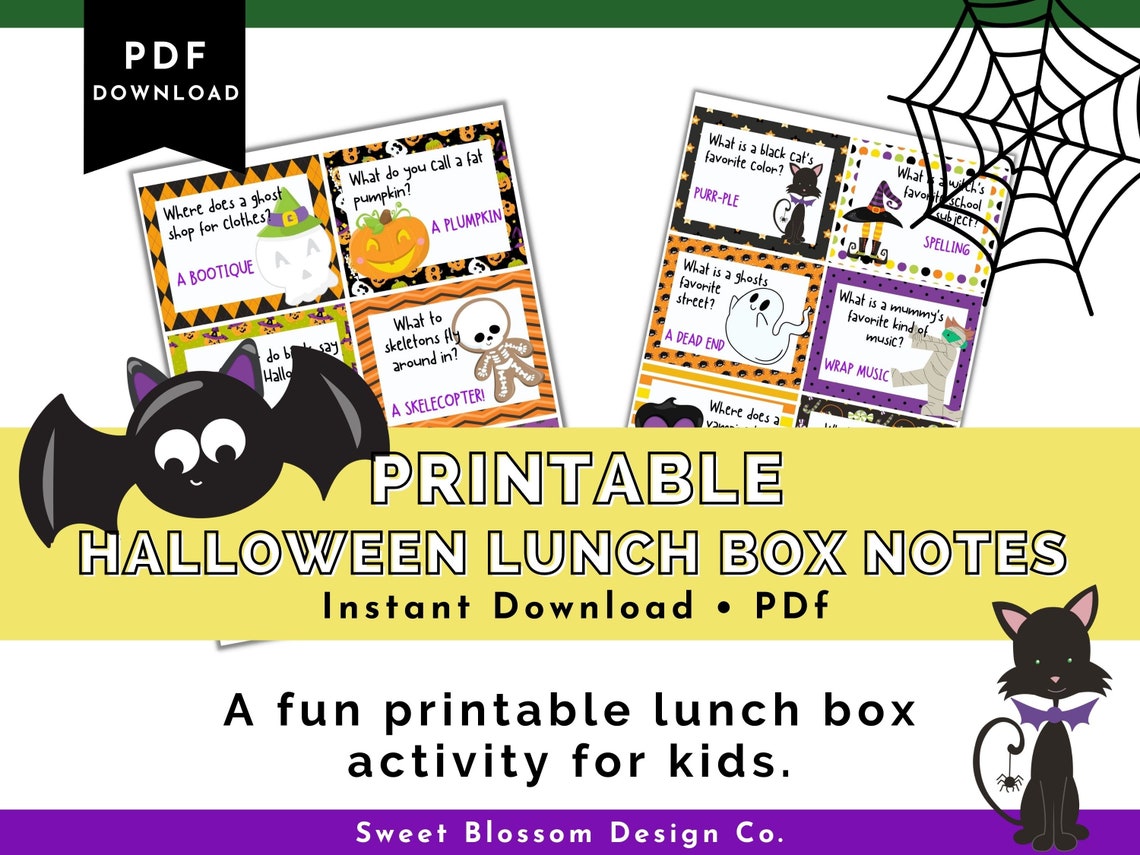 Halloween Lunchbox Jokes Kid Lunch Notes Joke Lunch Box - Etsy