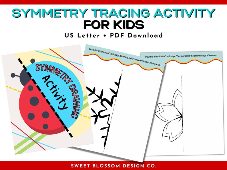 Symmetry Worksheets for Kids, Drawing Activity Packet, Lines of ...