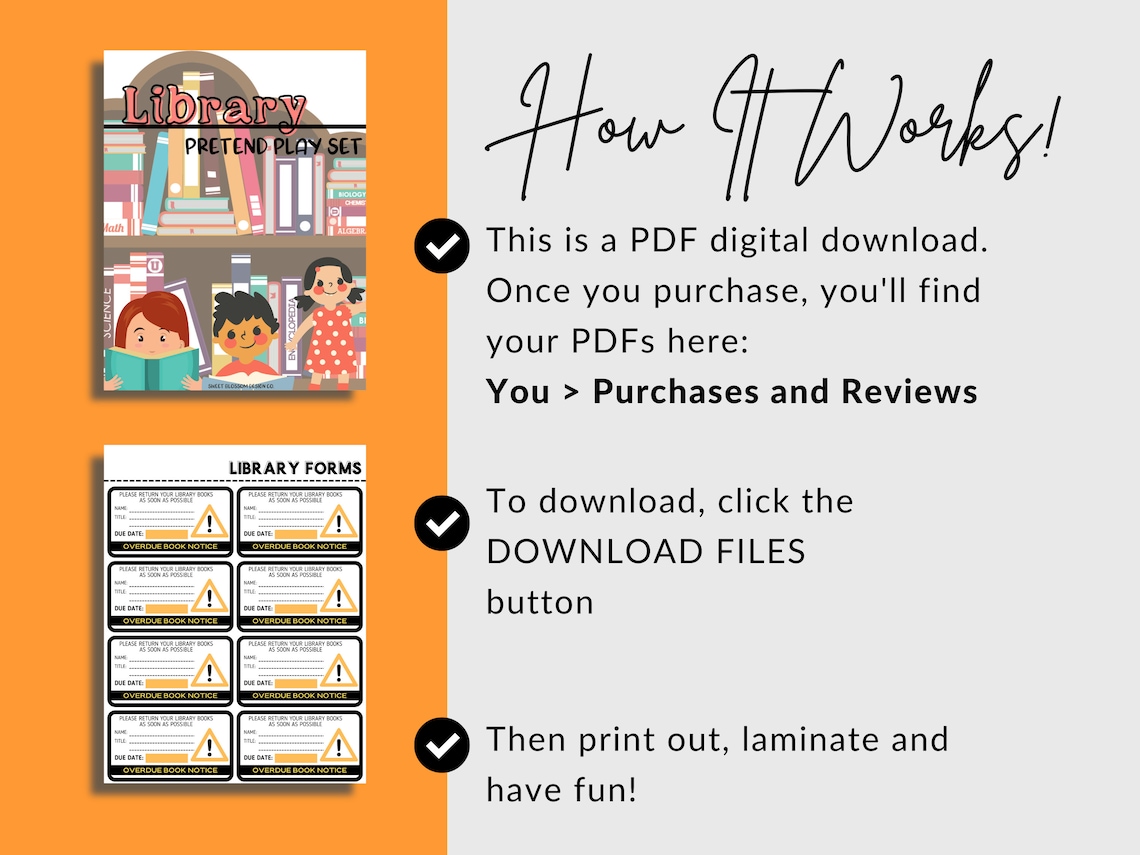 Library Pretend Play Printable, Pretend Play Library Set, Printable ...