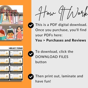 Library Pretend Play Printable, Pretend Play Library Set, Printable ...