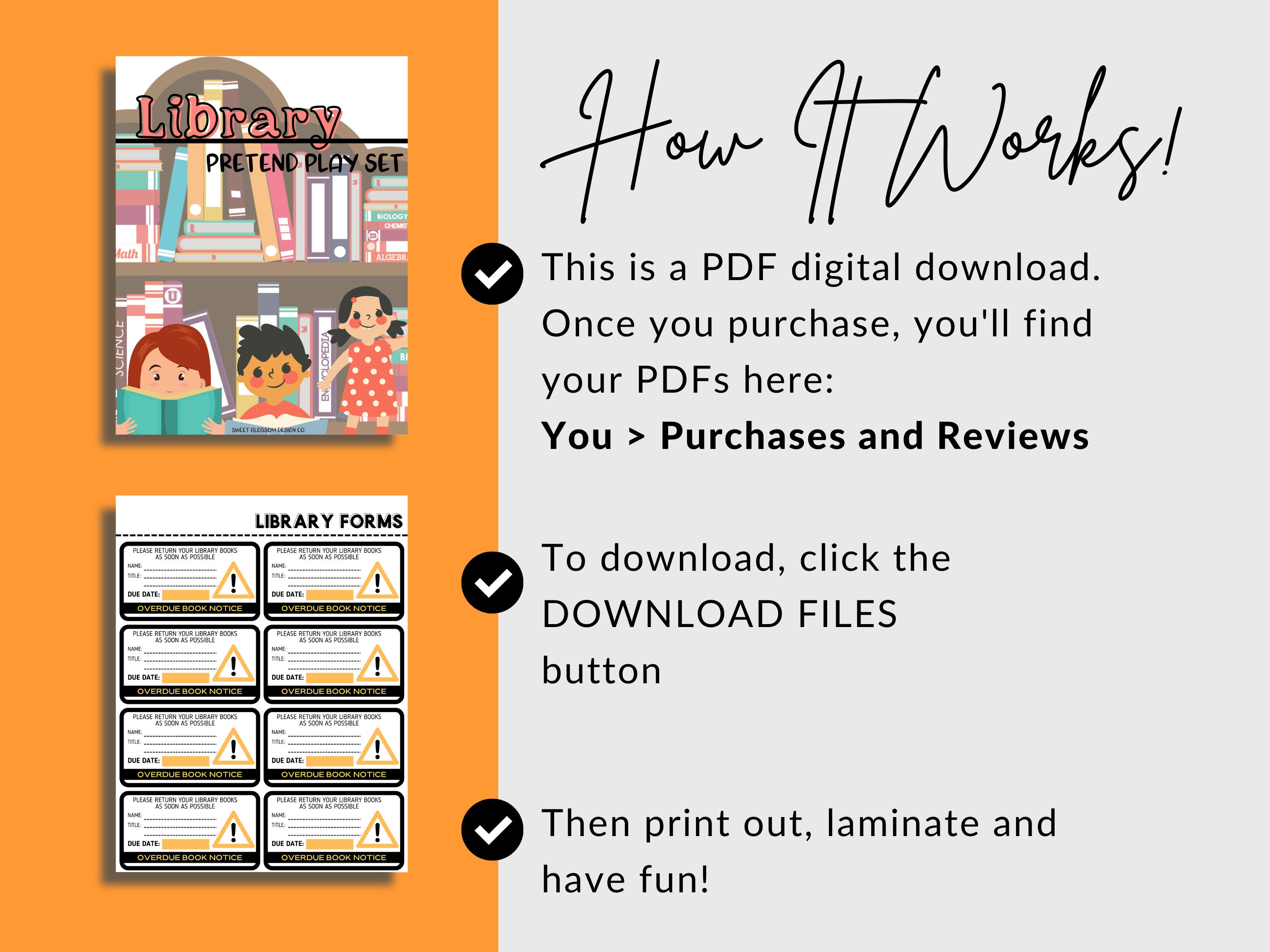 Library Pretend Play Printable, Pretend Play Library Set, Printable ...