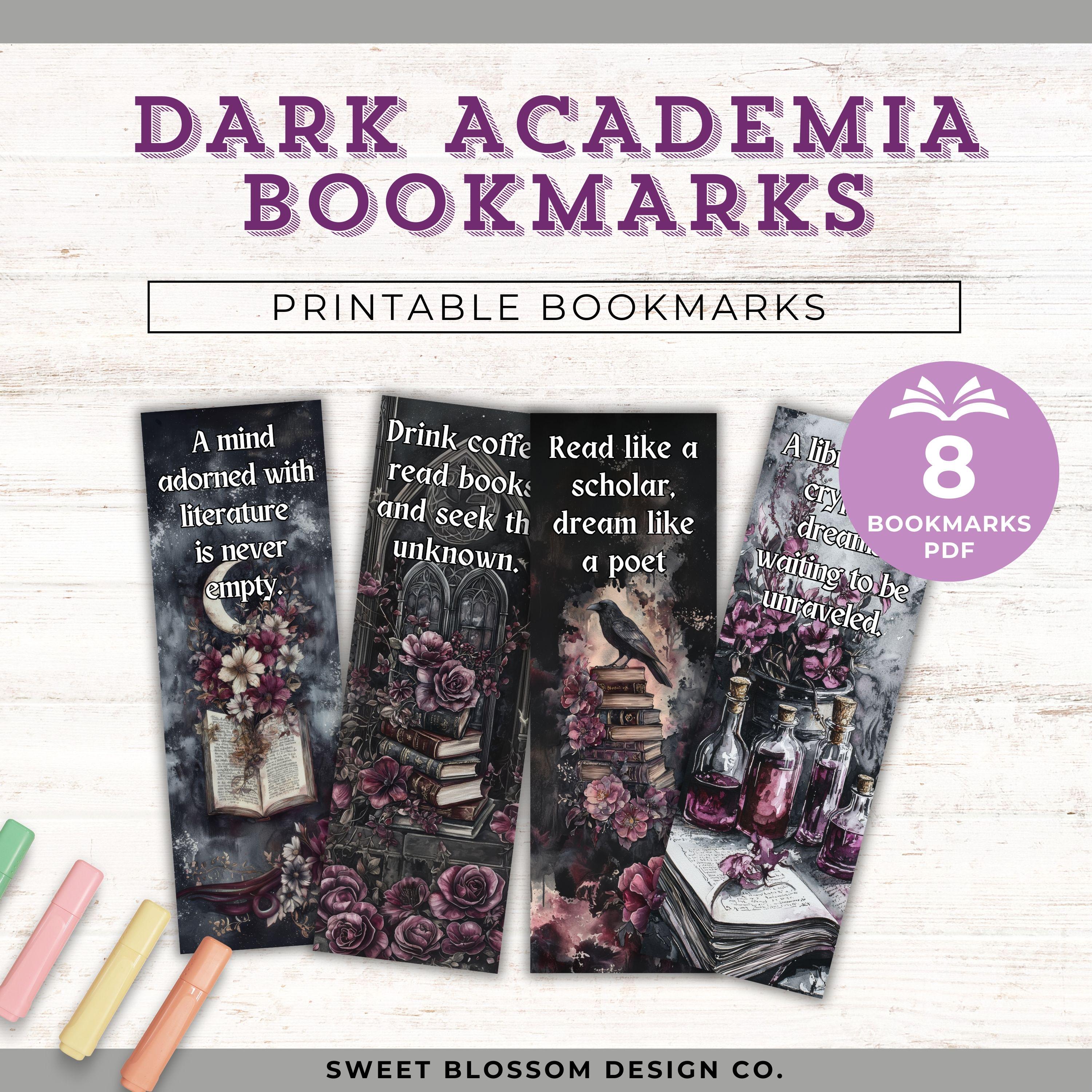 Dark Academia Printable Bookmark, Edgar Allan Poe Bookmarks, Bookmarks ...