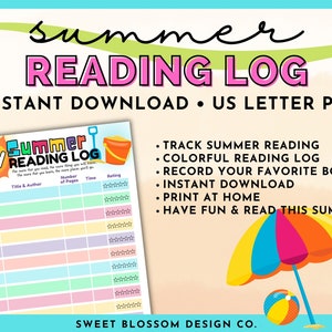 Summer Reading Chart for Kids, Summer Reading Log, Book Review ...