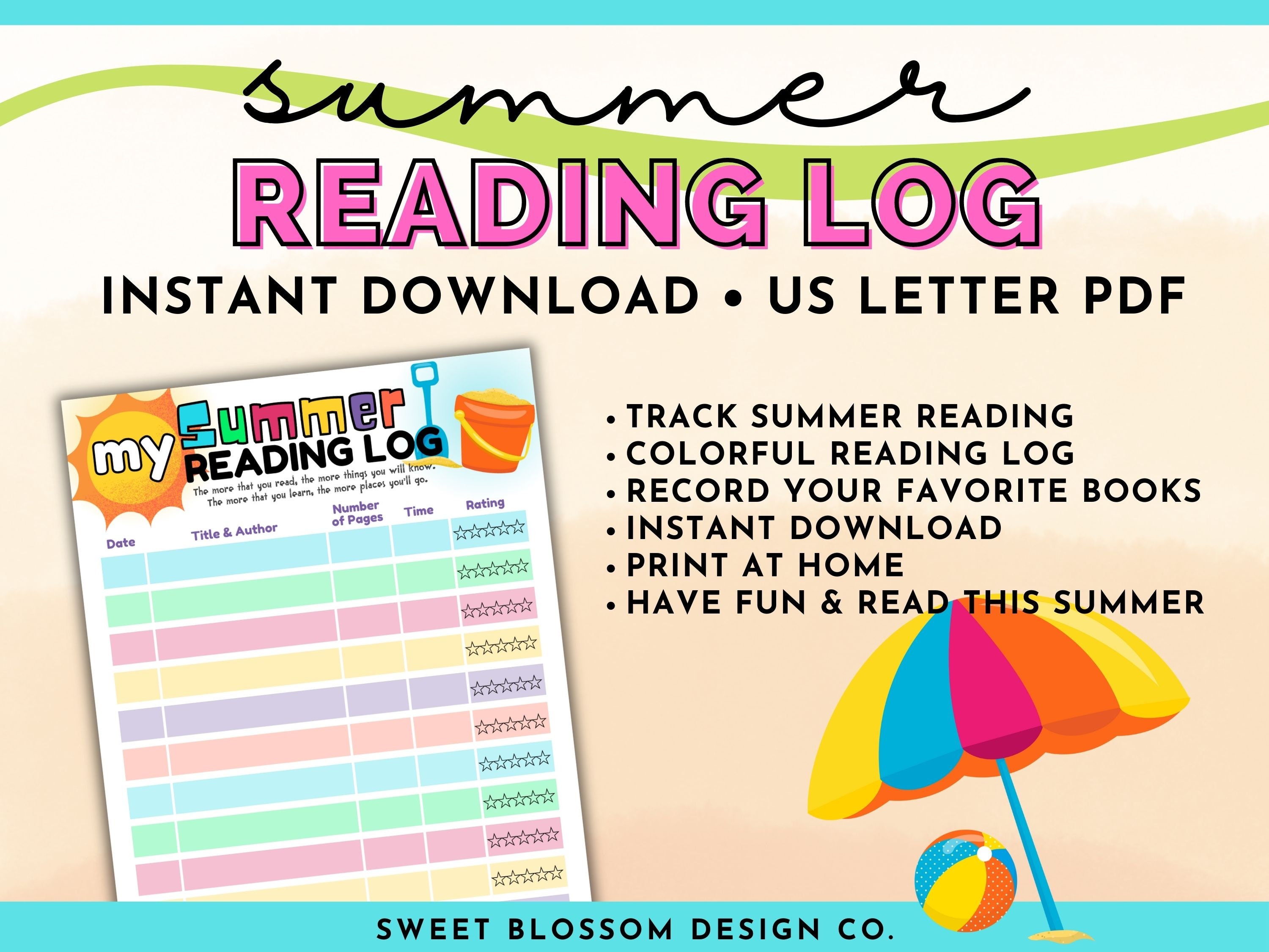 Summer Reading Chart for Kids, Summer Reading Log, Book Review ...