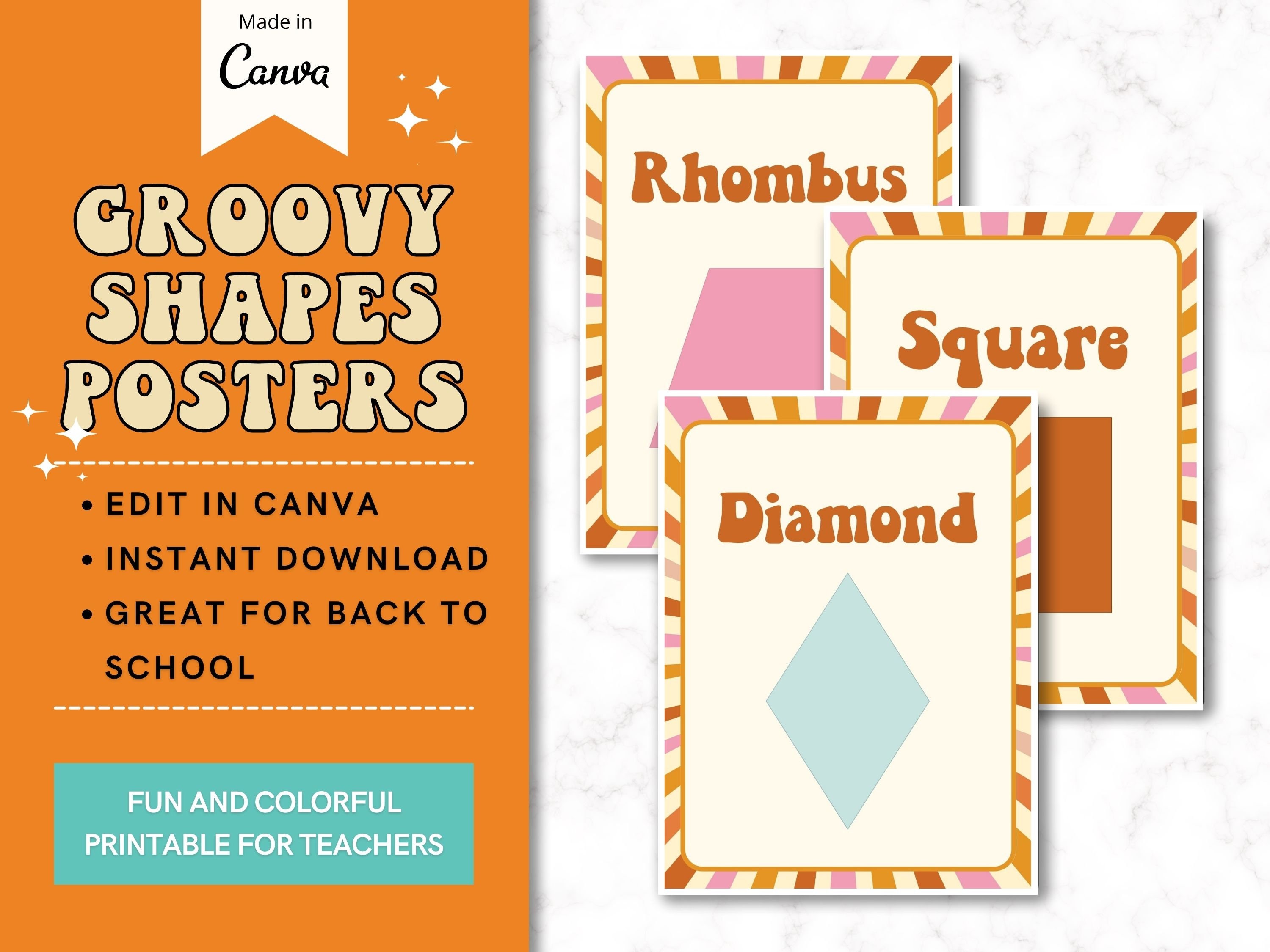 Groovy Shape Posters, BOHO Classroom Decor, Retro Shape Posters ...
