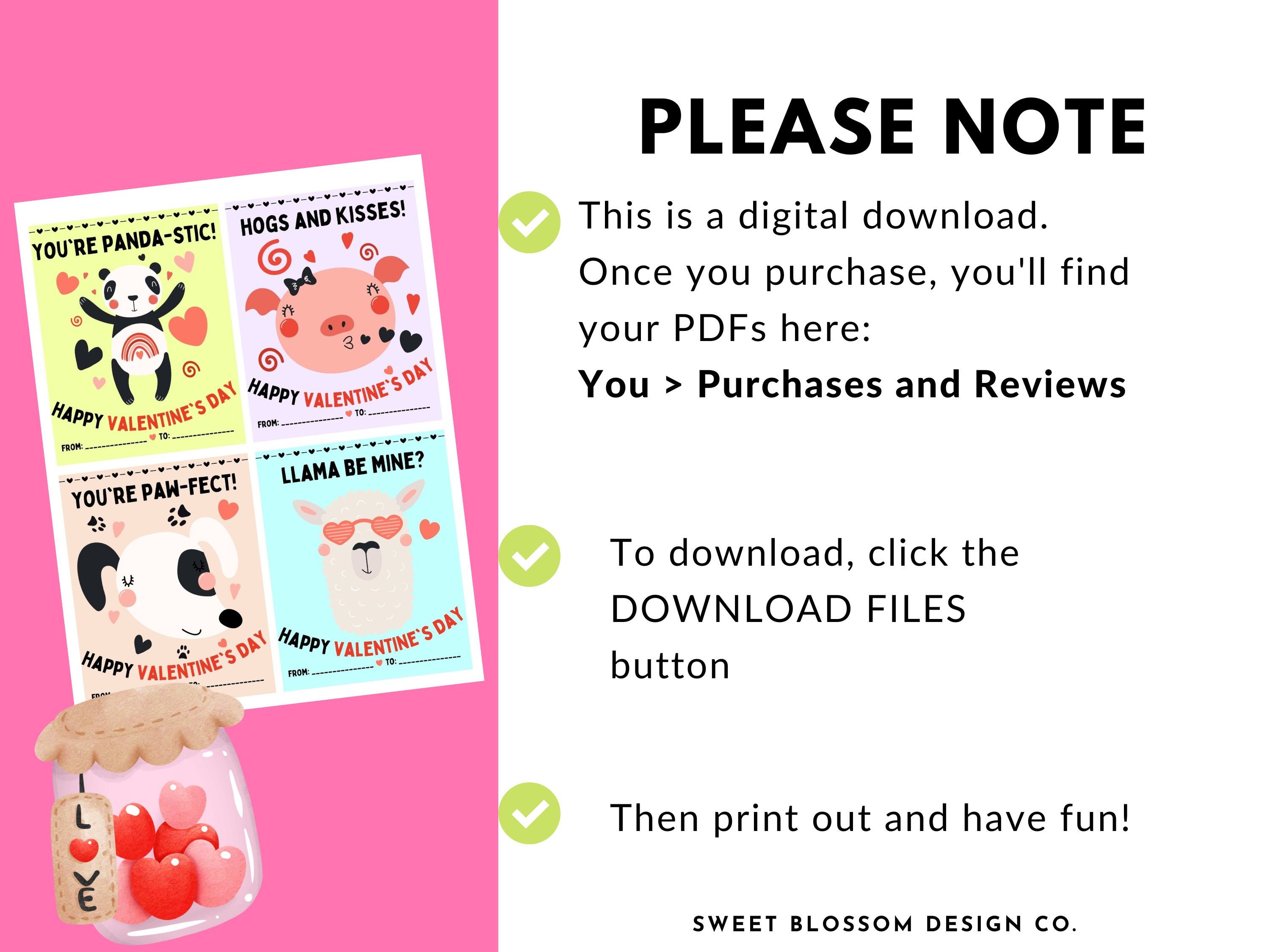 Cute Animal Valentine's Day Cards for Kids, Printable Valentine's Day ...