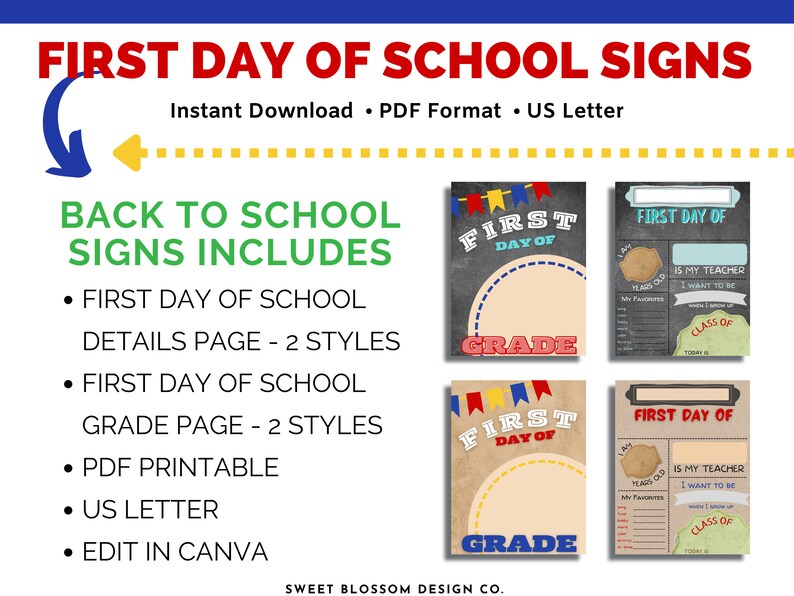 First Day of School Sign, Back to School Sign, Editable First Day of ...