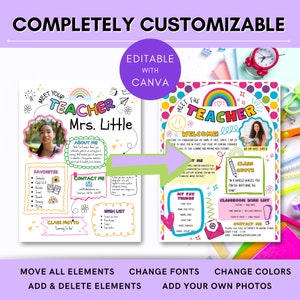 Editable Meet the Teacher Pastel Template, Rainbow Meet Your Teacher ...
