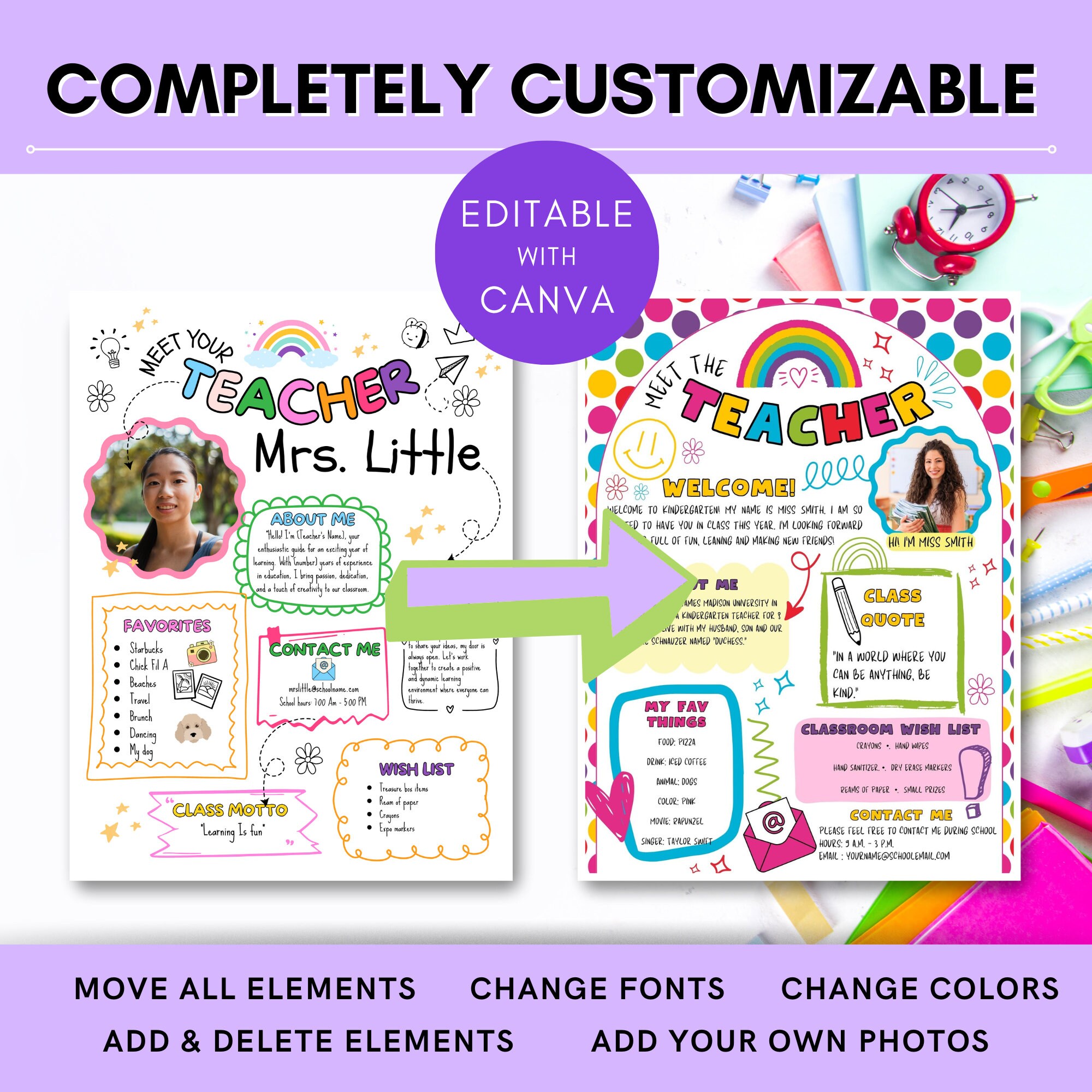 Editable Meet the Teacher Pastel Template, Rainbow Meet Your Teacher ...