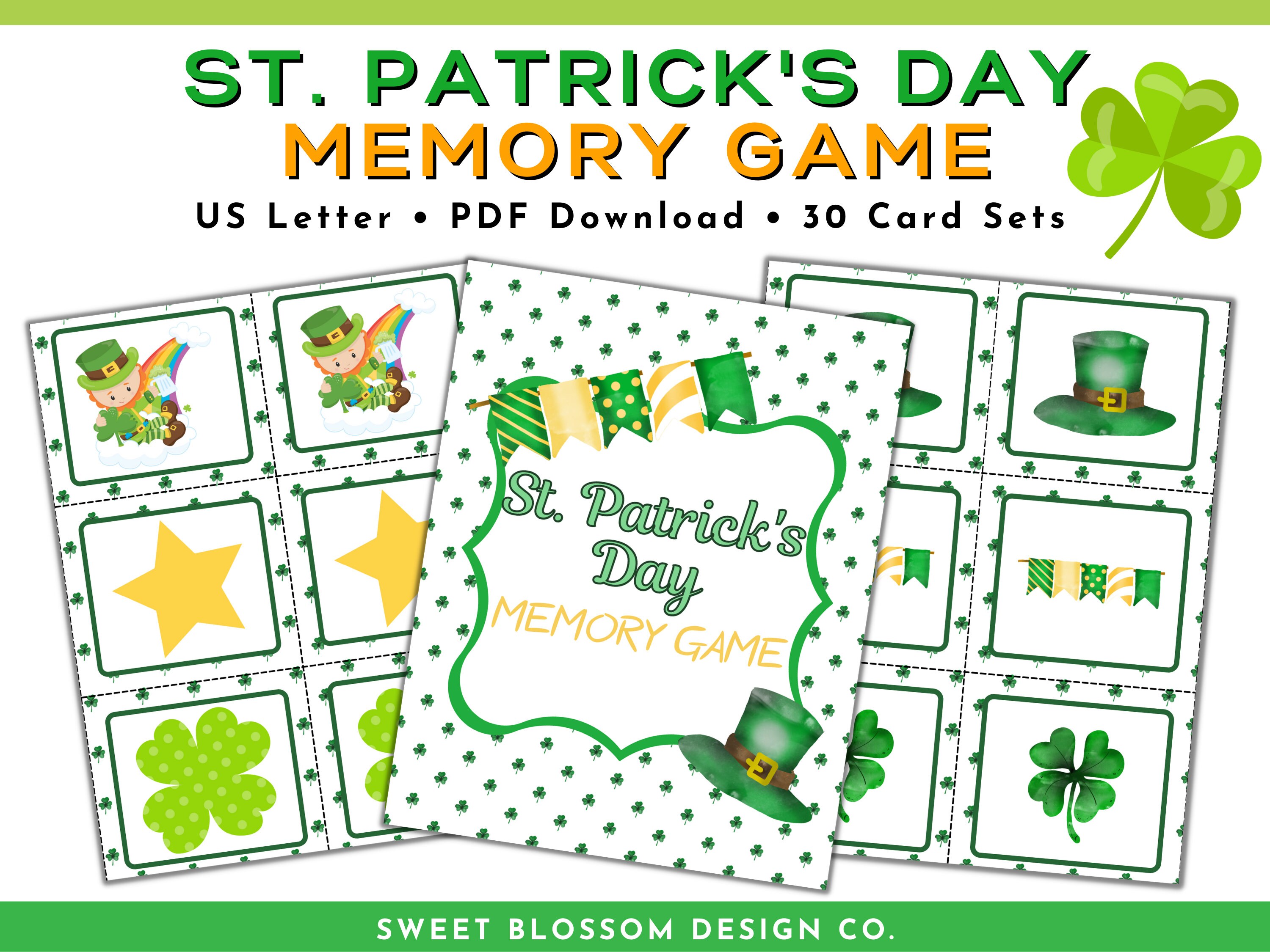 St Patrick's Day Matching Game, Printable Matching Game, Kids Memory ...