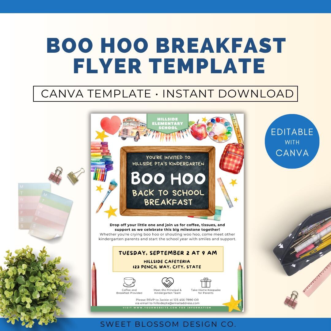 Boo Hoo Breakfast Flyer Editable, School Breakfast Flyer, PTA ...