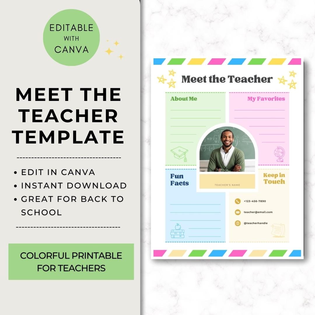 Meet the Teacher Rainbow Template, Meet the Teacher Preschool Template ...