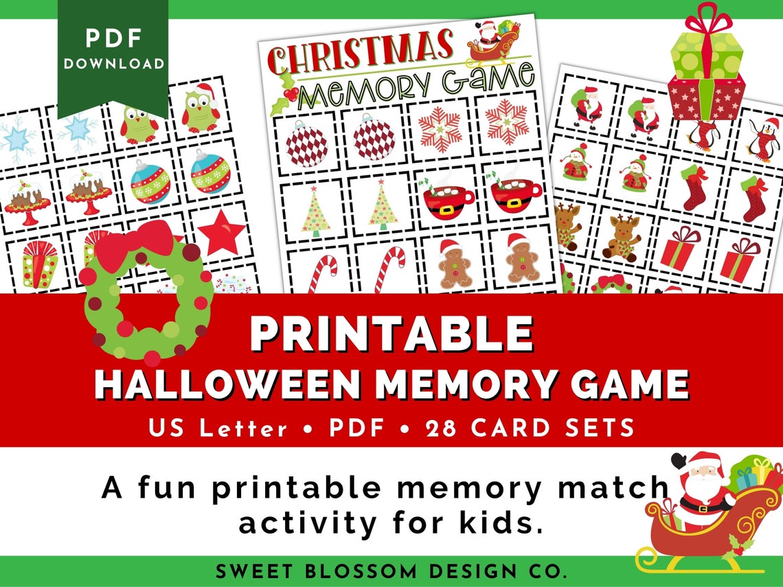 Christmas Memory Game, Printable Christmas Matching Game, Kids Memory ...
