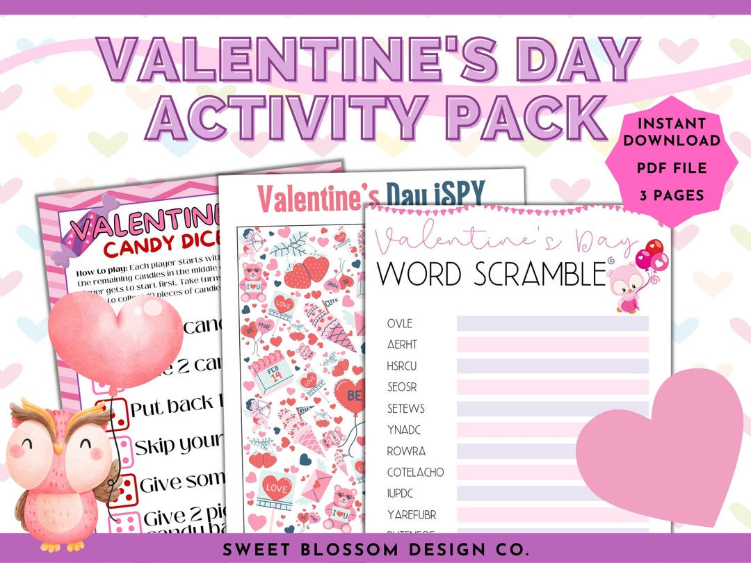 Valentines Day Activity Pack, Kids Printable, Printable Valentine's Day ...