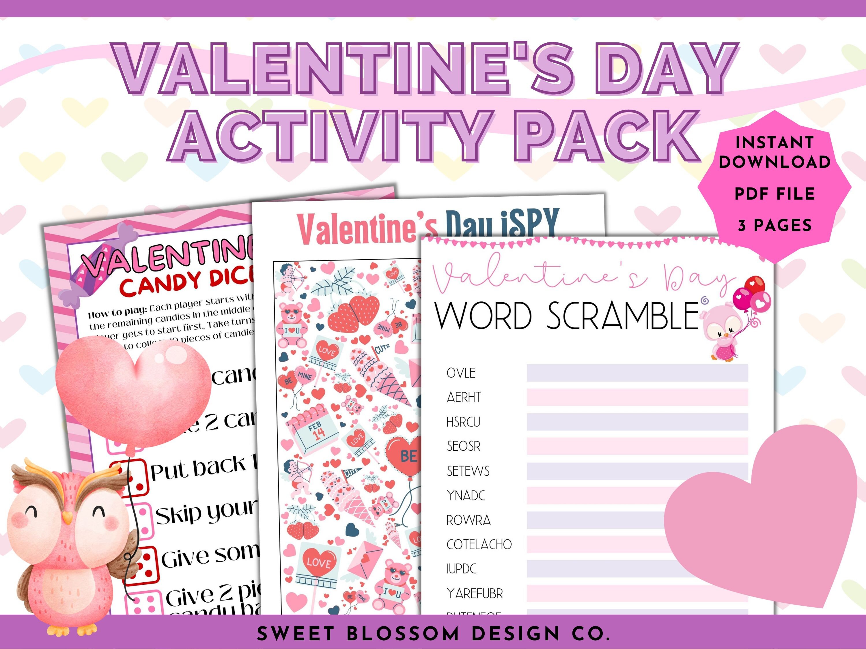 Valentines Day Activity Pack, Kids Printable, Printable Valentine's Day ...