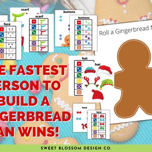 Roll a Gingerbread Man Game, INSTANT DOWNLOAD Printable Christmas Party ...