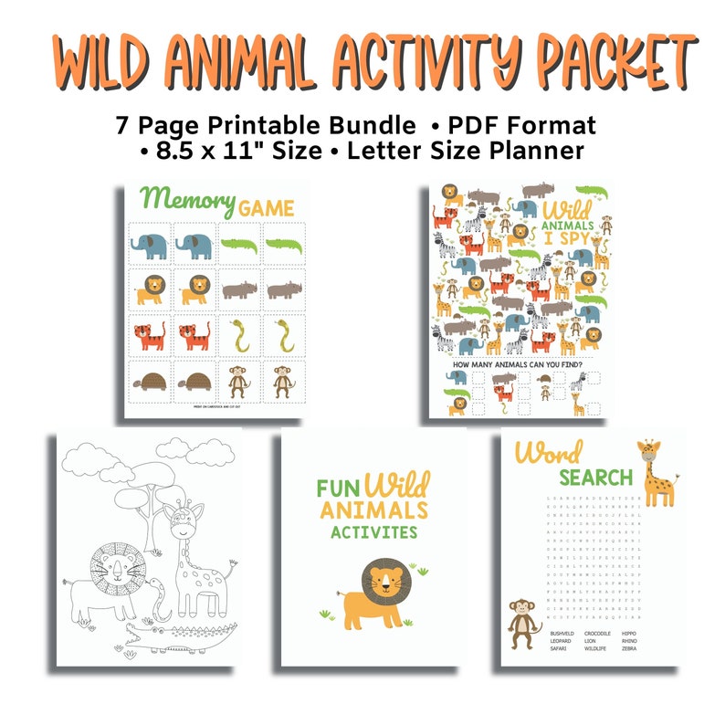Animal Activity Packet for Kids, I Spy Activity Sheet, Learning Pages ...
