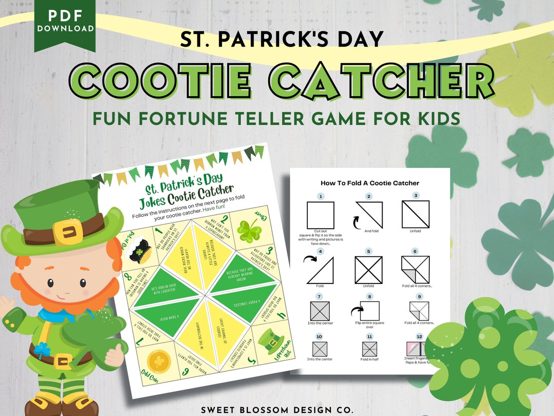 St. Patrick's Day Cootie Catcher, Printable Joke Teller for Kids, Easy ...