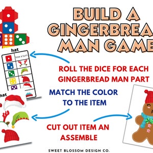 Roll a Gingerbread Man Game, INSTANT DOWNLOAD Printable Christmas Party ...