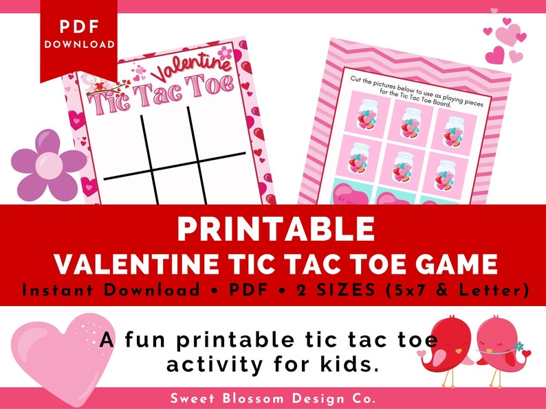 Printable Valentine Tic Tac Toe Game, Printable Games for Kids ...