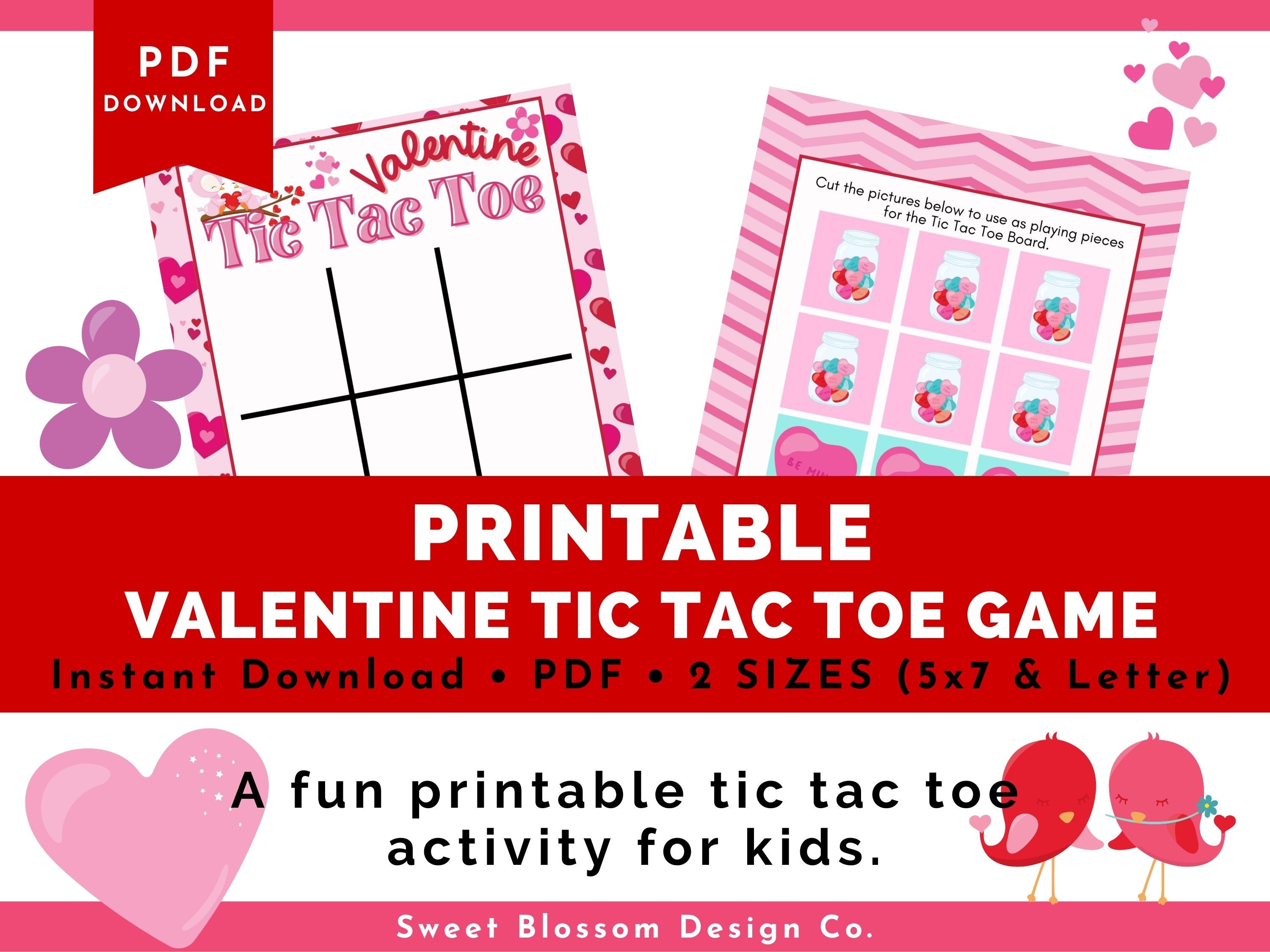 Printable Valentine Tic Tac Toe Game, Printable Games for Kids ...
