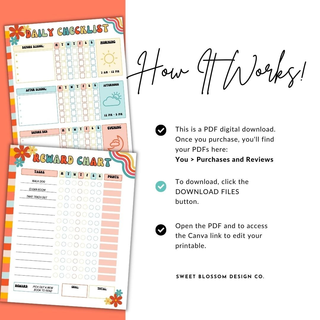 Family Chore Chart Bundle, Editable Kids Chore Chart Checklist Bundle ...