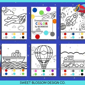 Transportation Color by Number, Coloring Activity, Coloring Pages for ...