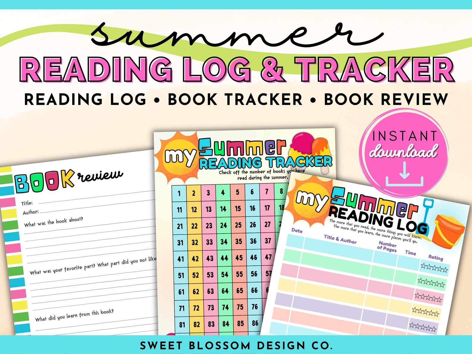Summer Reading Chart for Kids, Summer Reading Log, Book Review ...