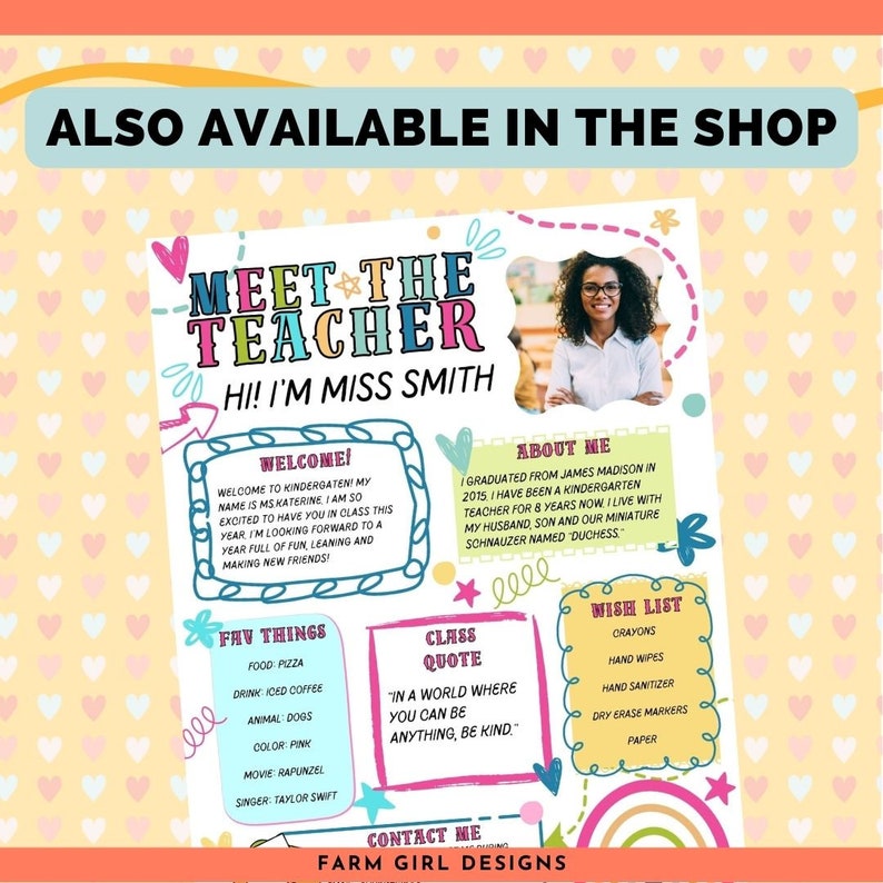 Meet the Teacher Template Groovy, Meet the Teacher Boho Rainbow Canva ...