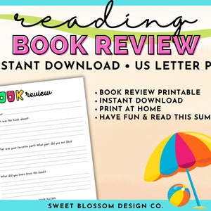Summer Reading Chart for Kids, Summer Reading Log, Book Review ...
