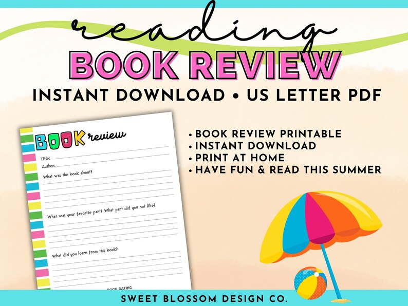 Summer Reading Chart for Kids, Summer Reading Log, Book Review ...