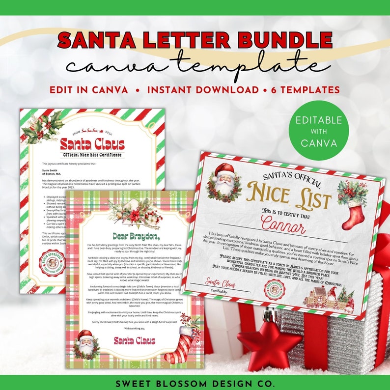 Editable Christmas Letters From Santa Claus Bundle, Nice List ...
