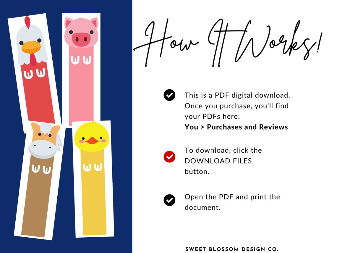 Farm Animal Bookmarks, Bookmarks for Kids, Printable Bookmarks, Barn ...