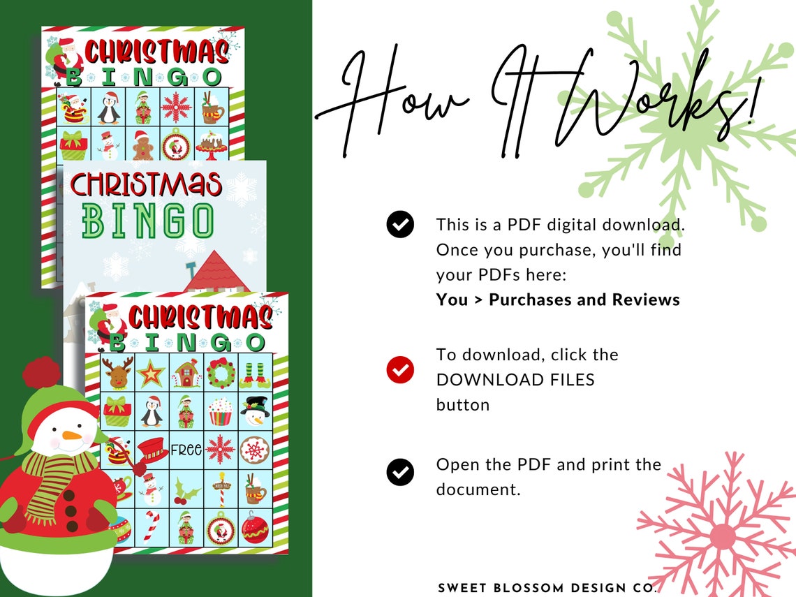 Christmas Bingo, Printable Games for Kids, Christmas Games, Printable ...