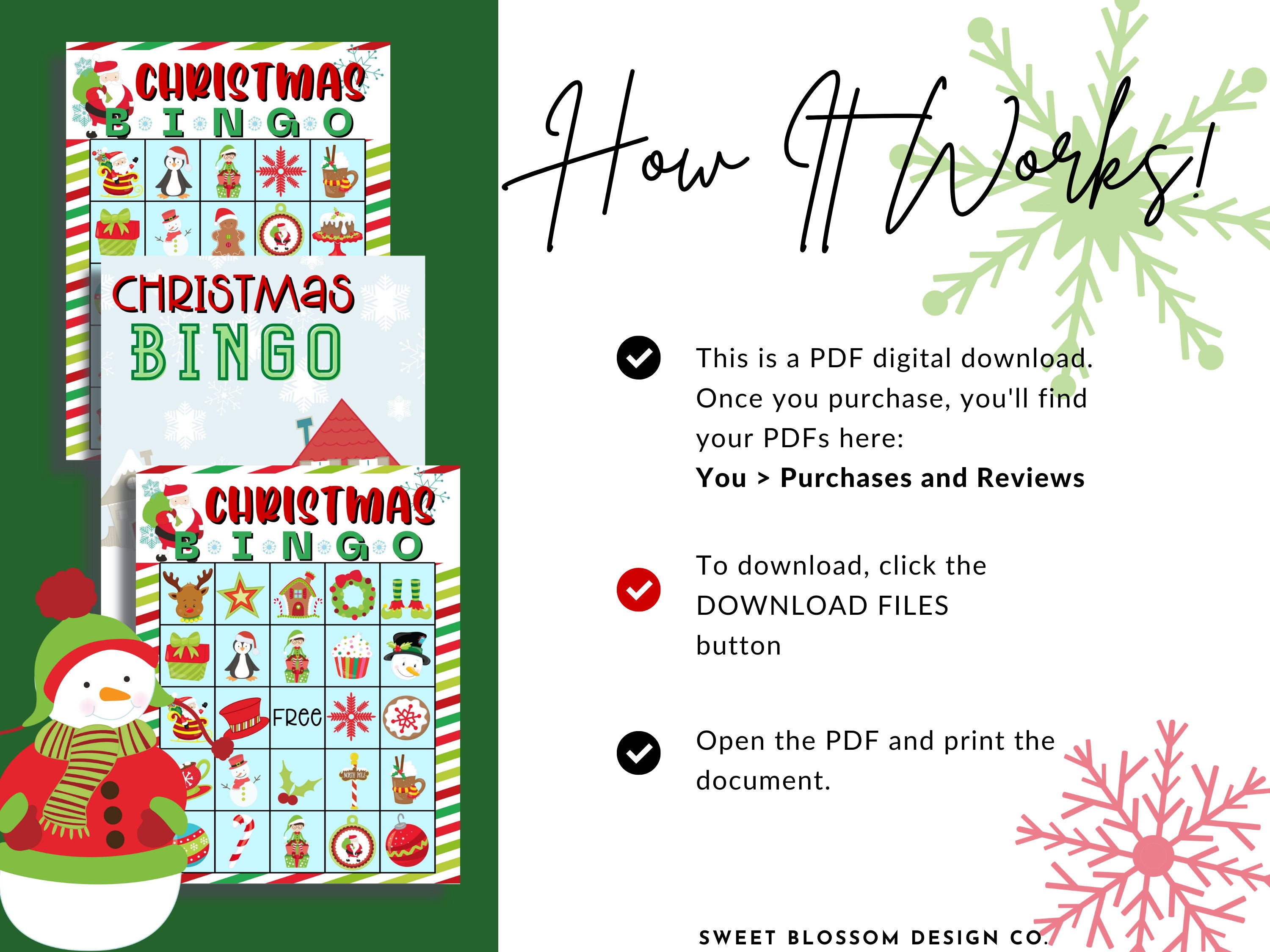 Christmas Bingo, Printable Games for Kids, Christmas Games, Printable ...