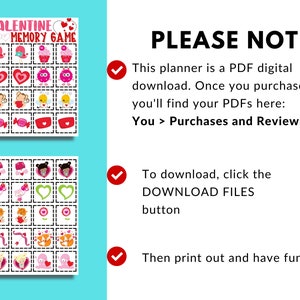 Valentine Memory Game, Printable Valentine Matching Game, Kids Memory ...