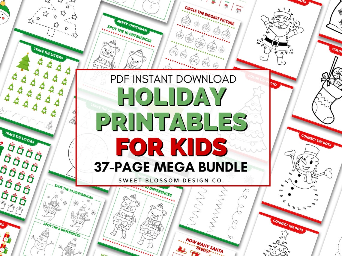 Holiday Activity Bundle for Kids, Kids' Holiday Printables, Game for ...